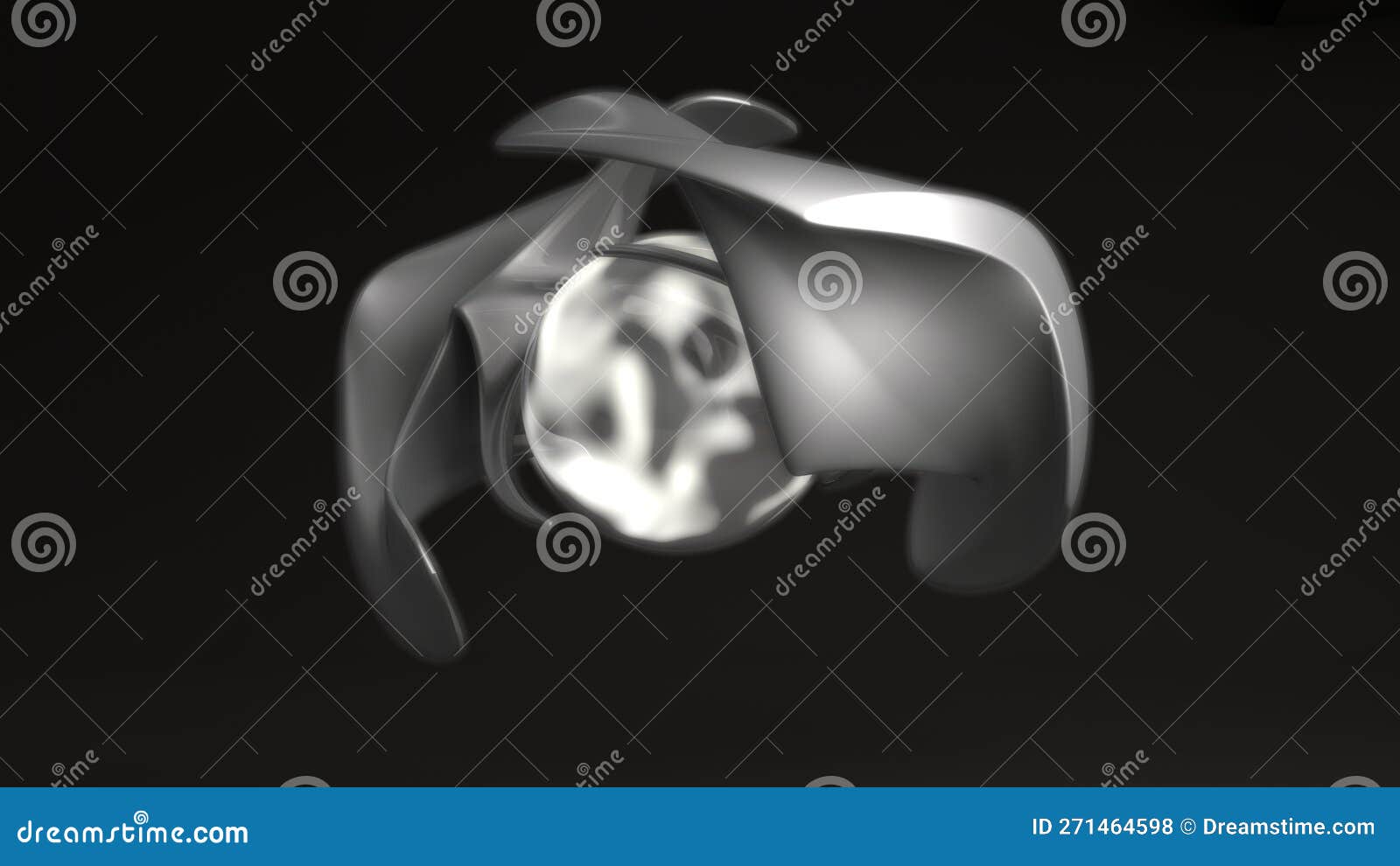 3D Composition of Two Unique Silver and Platinum Figures Connected by a ...