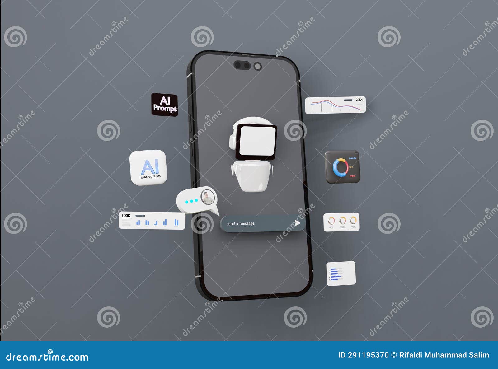 3d Computadora Ai Robot Chatbot Web Uiux . Algoritmos De Programación De Software. Ilustración ...