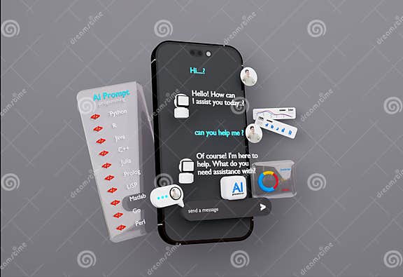 3d Computer Ai Robot Chatbot Web Uiux Software Ai Programming Algorithms Stock Illustration