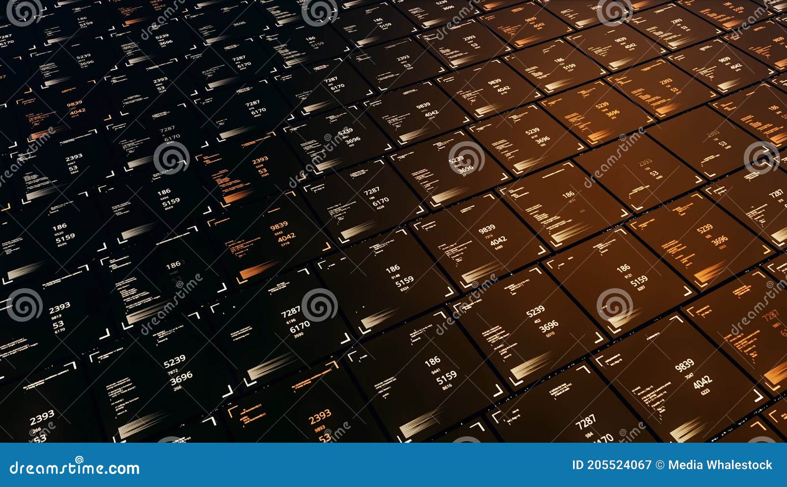 3D Computer Cells with Numbers. Animation. Business Structure in 3D ...