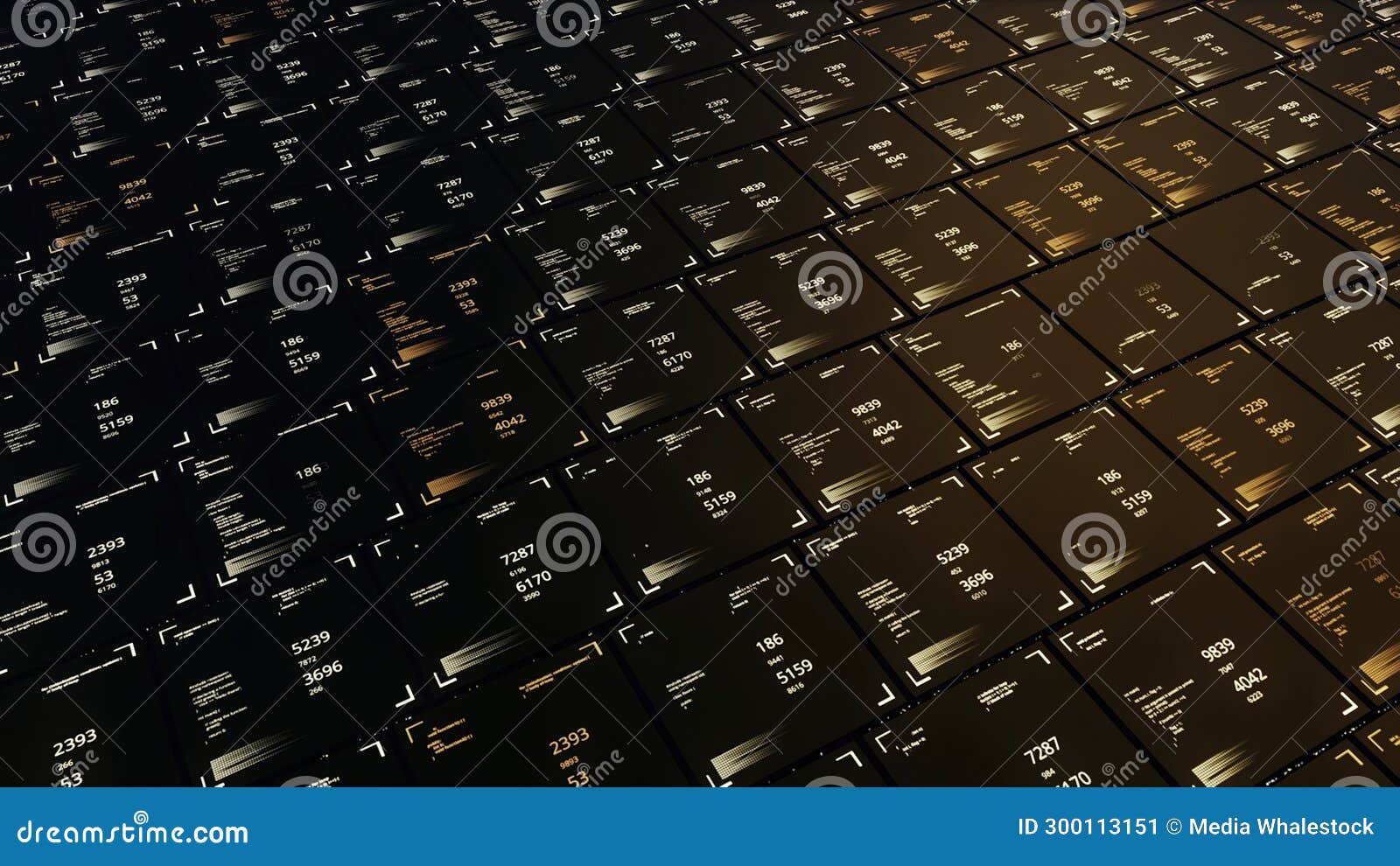 3D Computer Cells with Numbers. Animation. Business Structure in 3D ...