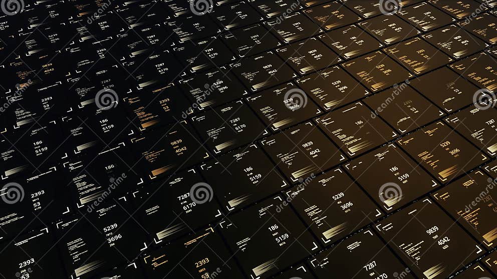 3D Computer Cells with Numbers. Animation. Business Structure in 3D Computer Graphics with ...