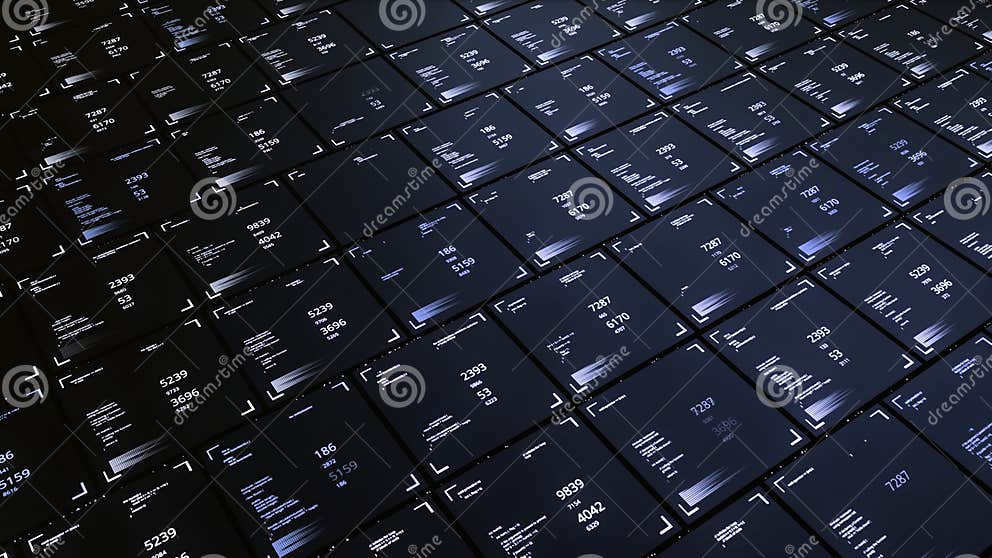 3D Computer Cells with Numbers. Animation. Business Structure in 3D ...