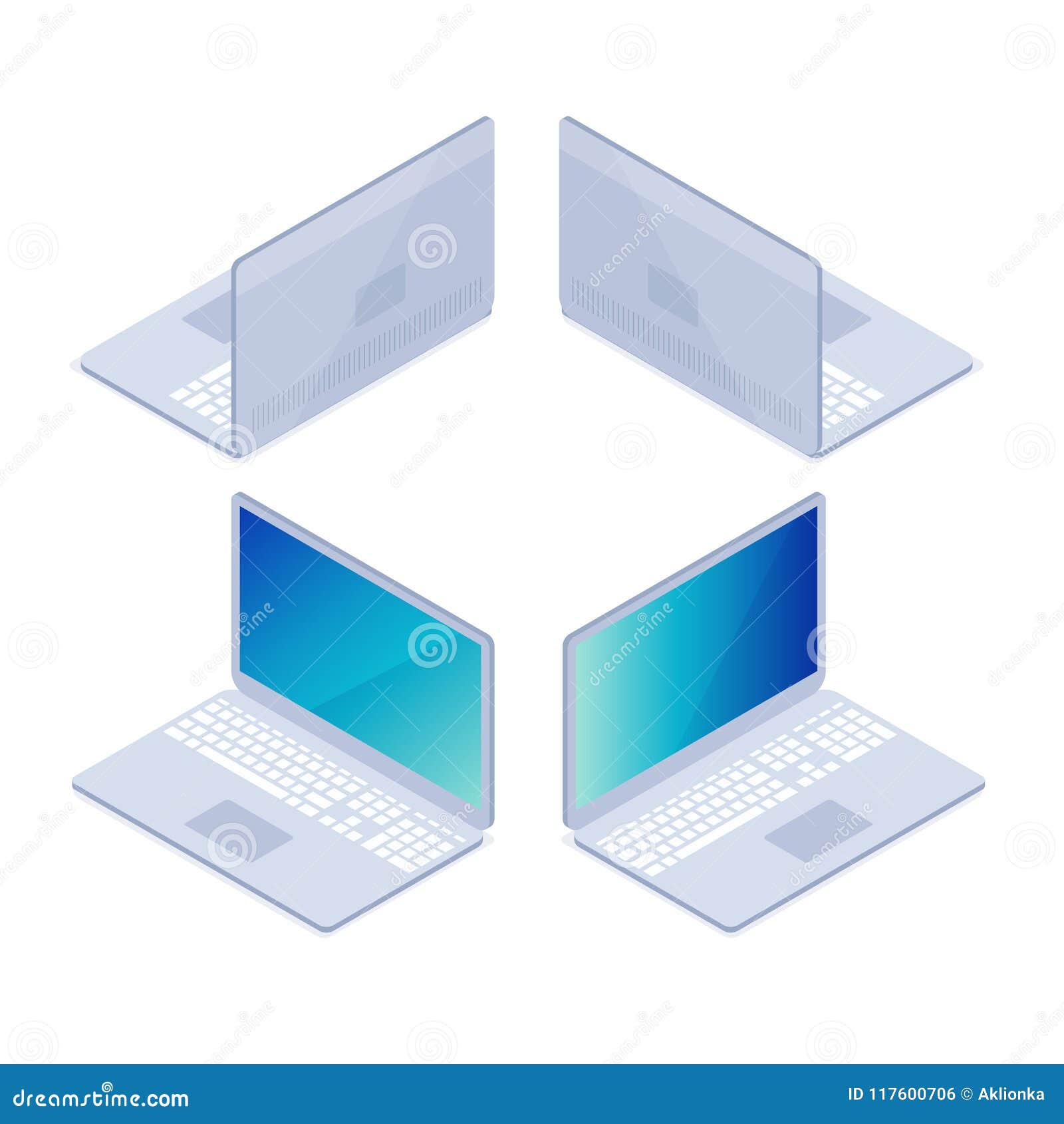 3d Computer Front View and Back View. Stock Vector - Illustration of ...