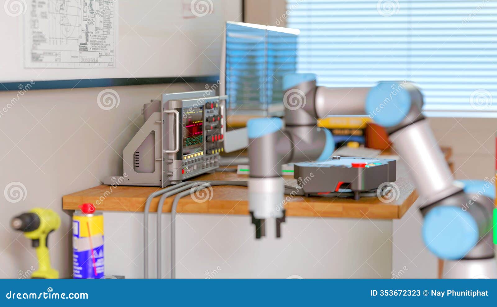 Cobot Collaborative Robot 3D Render Illustrated With A Robot Pressing A ...