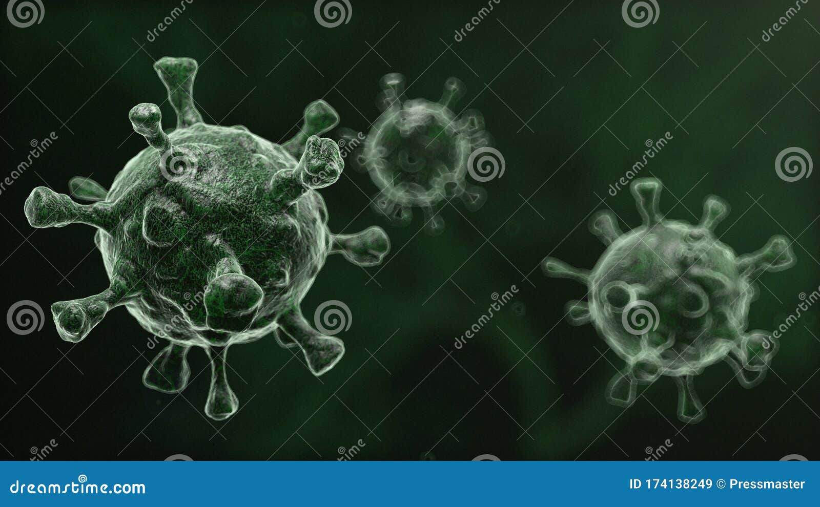 3d Computer Generated Image of Influenza Virus Cells Over Dark ...