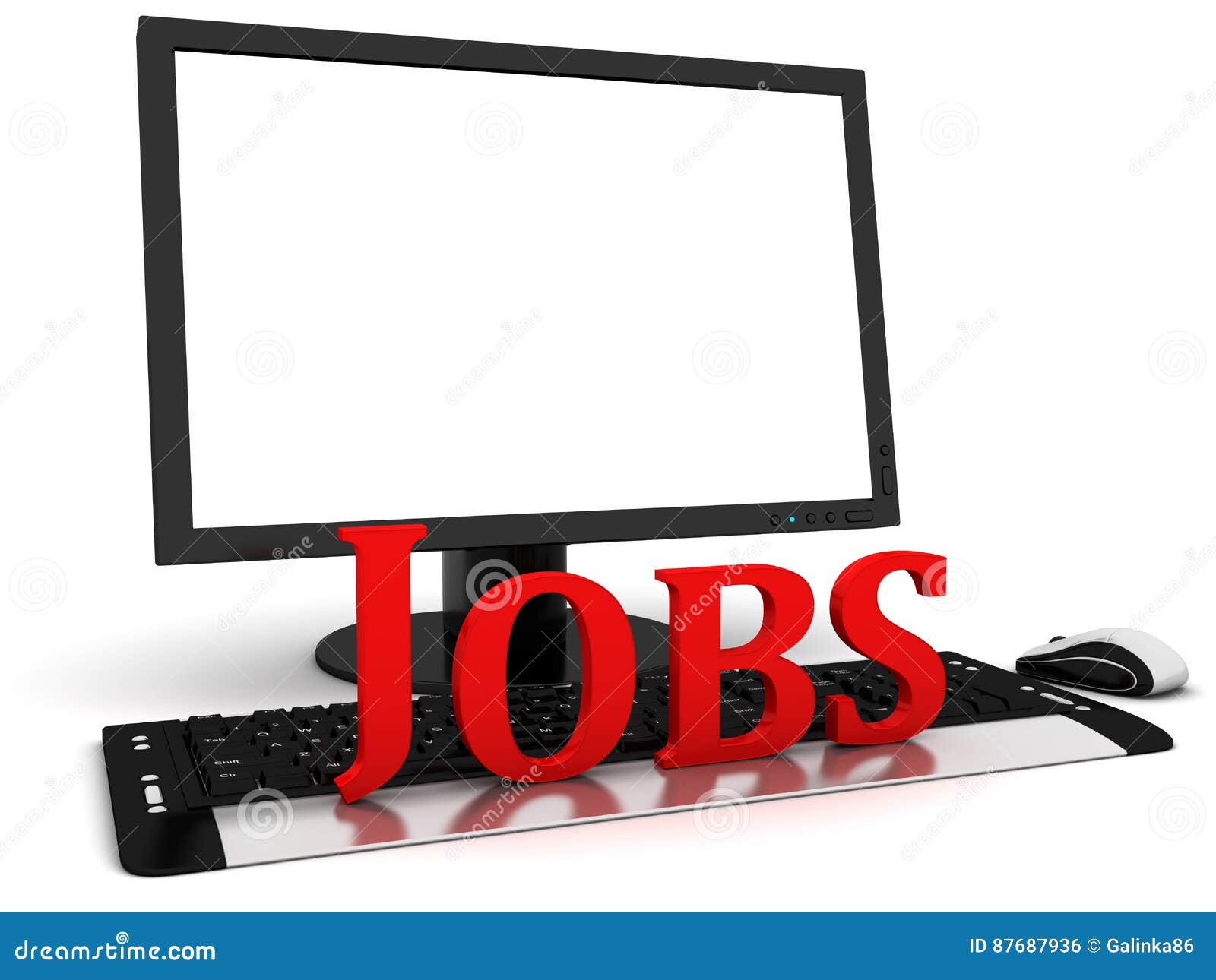 3d Computer Monitor with Blank White Screen and Red Word Jobs Stock ...