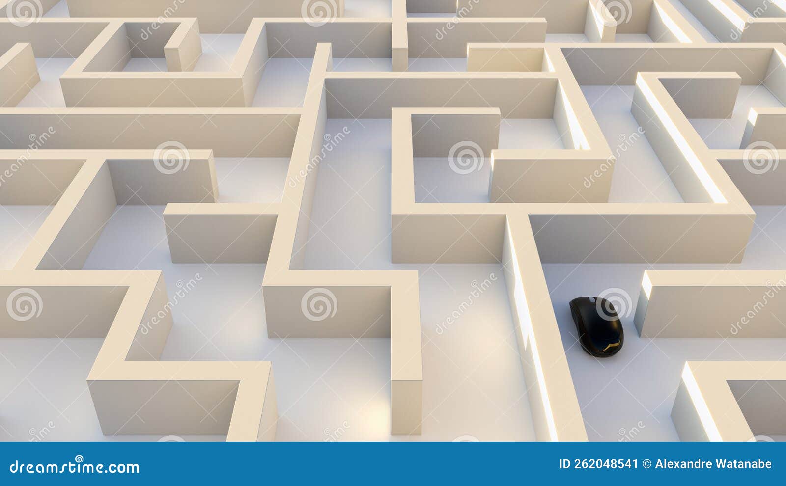 3D Computer Mouse in Labyrinth Stock Illustration - Illustration of ...