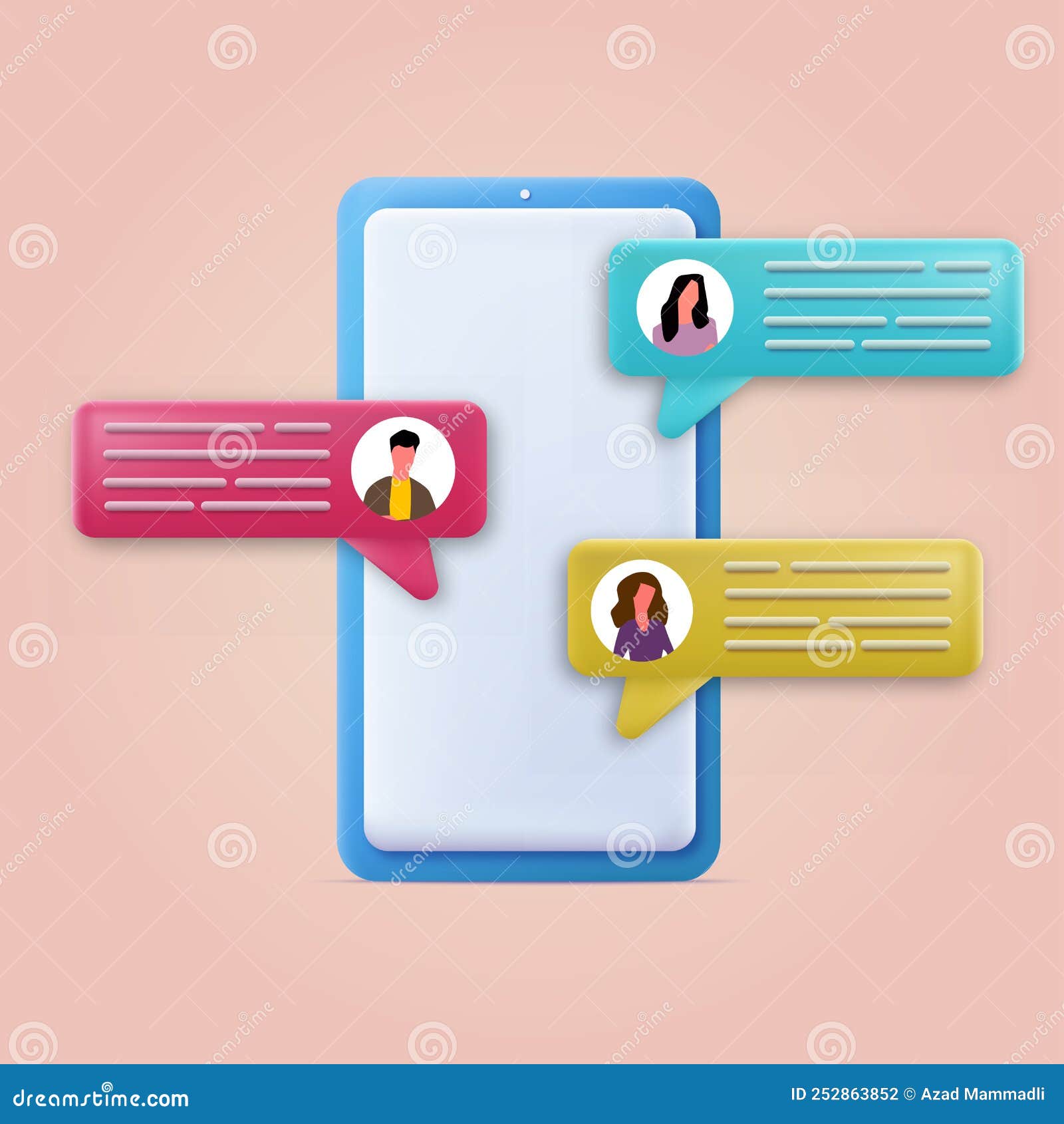 3d Computer Online Chat Notices. Chat Bubbles Stock Vector ...