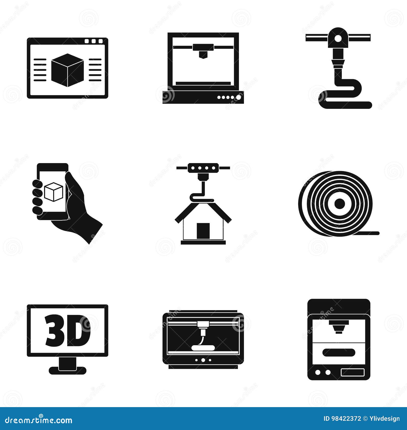 3d Computer Printer Icon Set, Simple Style Stock Vector - Illustration ... 3d Computer Printer Icon Set, Simple Style Stock Vector - Illustration ...