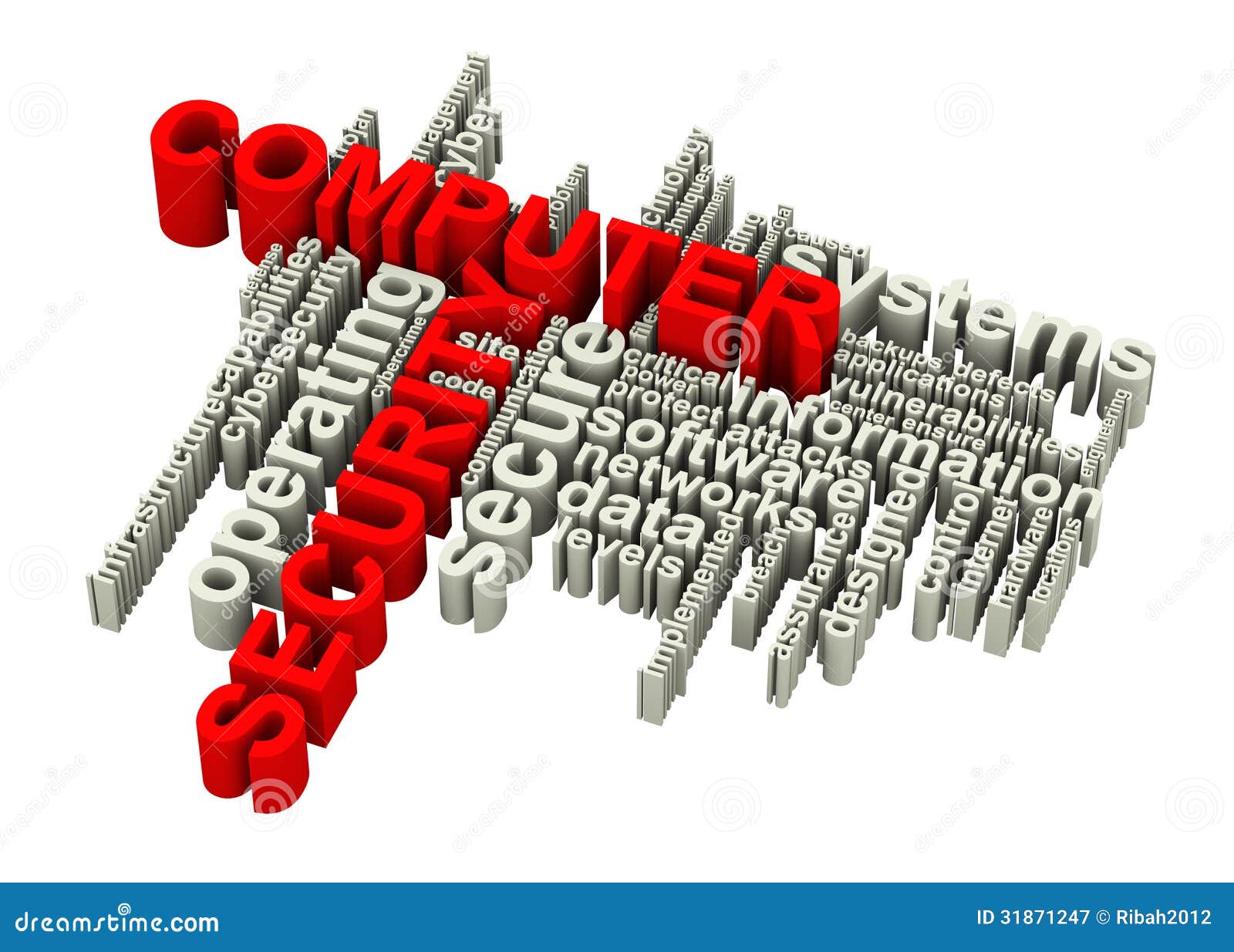 3d Computer Security Wordcloud Stock Illustration - Illustration of ...