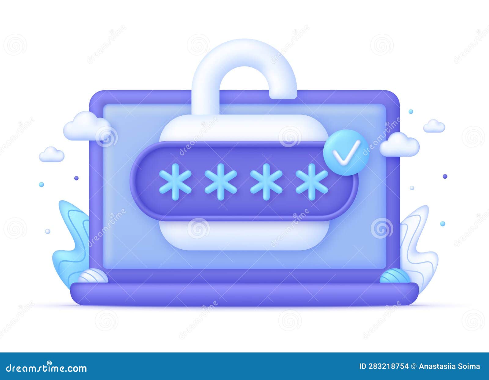 3D Computer and Unlocked Padlock. Cyber Security To Protect Personal ...