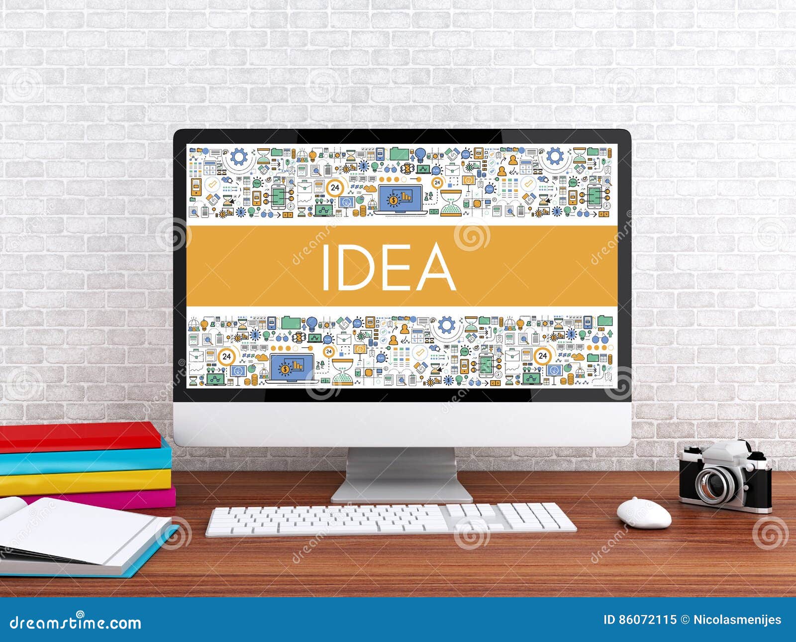 3d Computer with Word IDEA. Stock Illustration - Illustration of ...