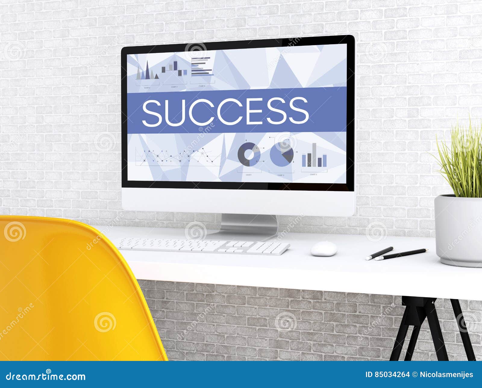 3d Computer with Word SUCCESS. Stock Illustration - Illustration of ...