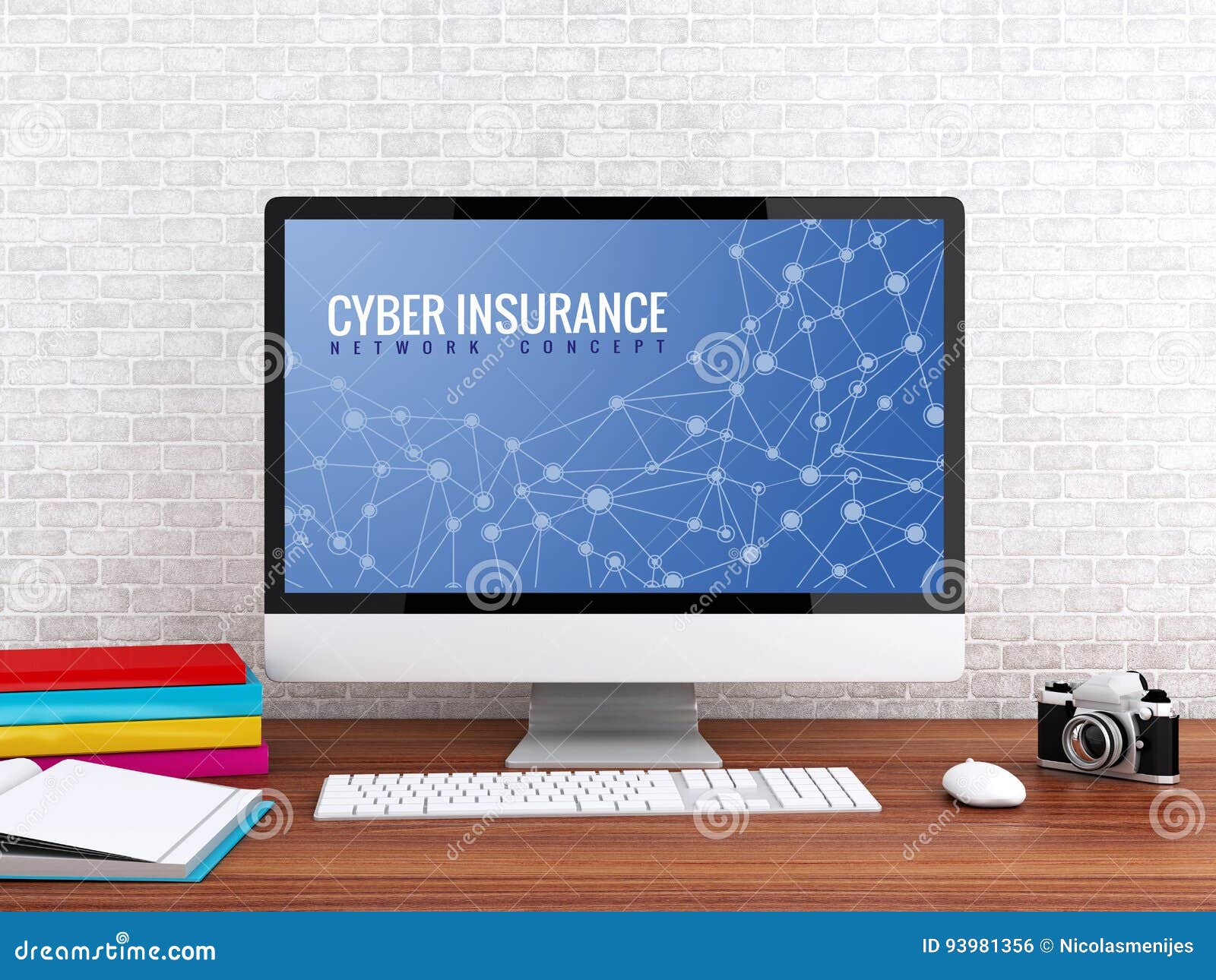 3d Computer with Words CYBER INSURANCE. Stock Illustration ...