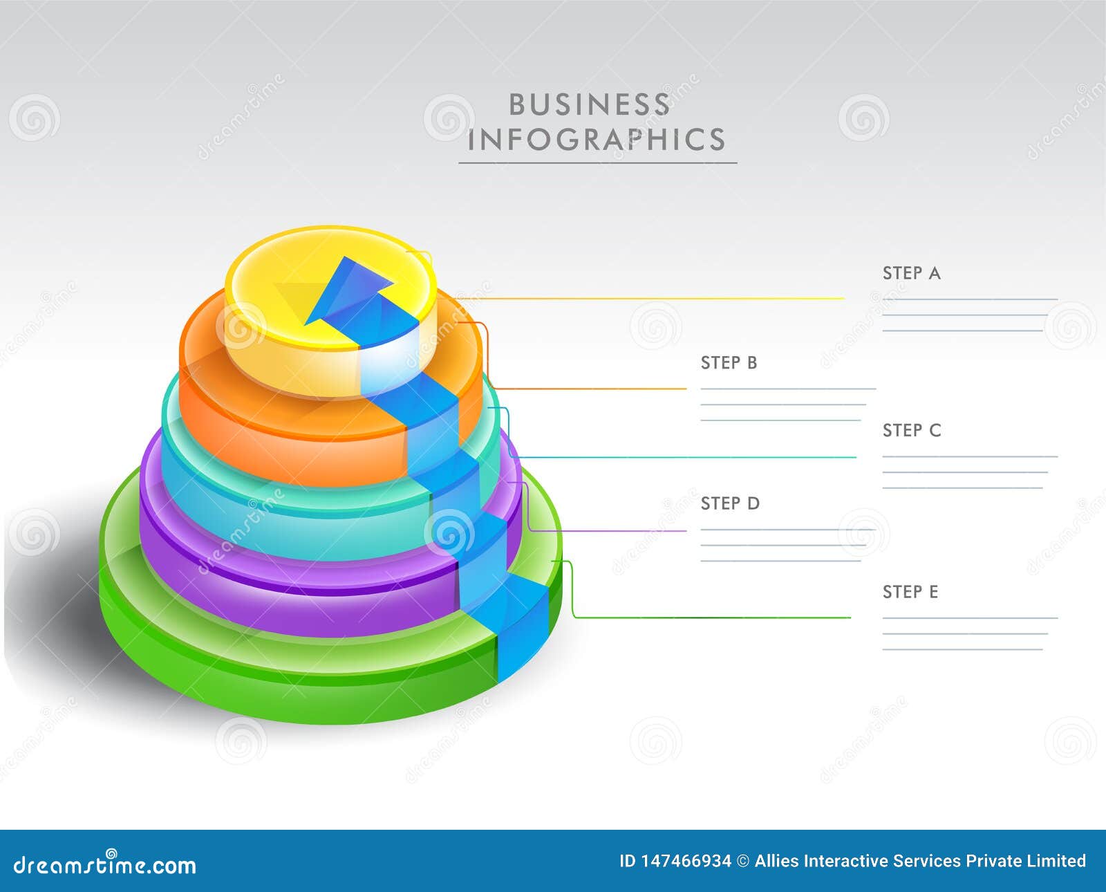 3D Concentric Circles with Five Different Steps for Business ...