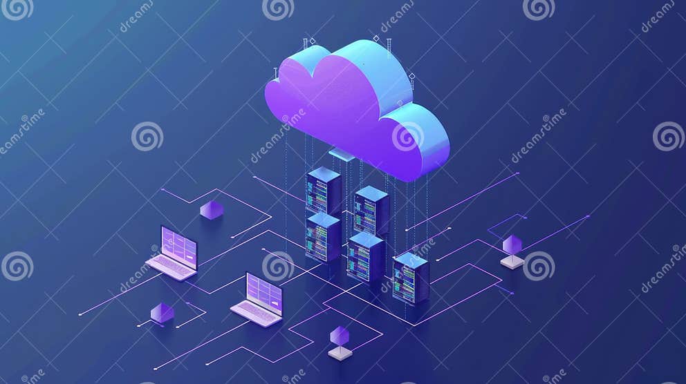 3d Concept of Big Data Cloud Storage Stock Illustration - Illustration ...
