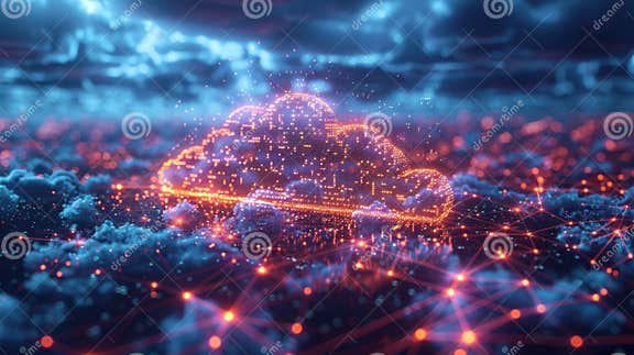 3d Concept of Big Data Cloud Storage Stock Illustration - Illustration ...
