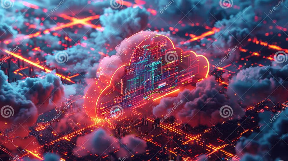 3d Concept of Big Data Cloud Storage Stock Illustration - Illustration ...