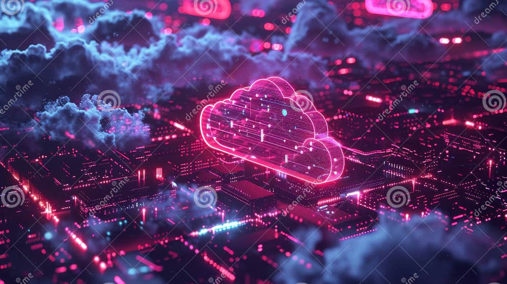 3d Concept of Big Data Cloud Storage Stock Illustration - Illustration ...