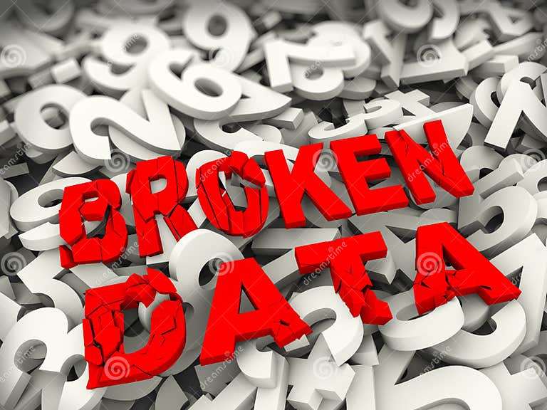 3d concept of broken data stock illustration. Illustration of damage ...