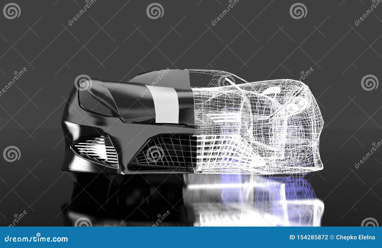 3d Concept Design ,Modern Black Sports Car ,skeleton,3d ,render Stock ...