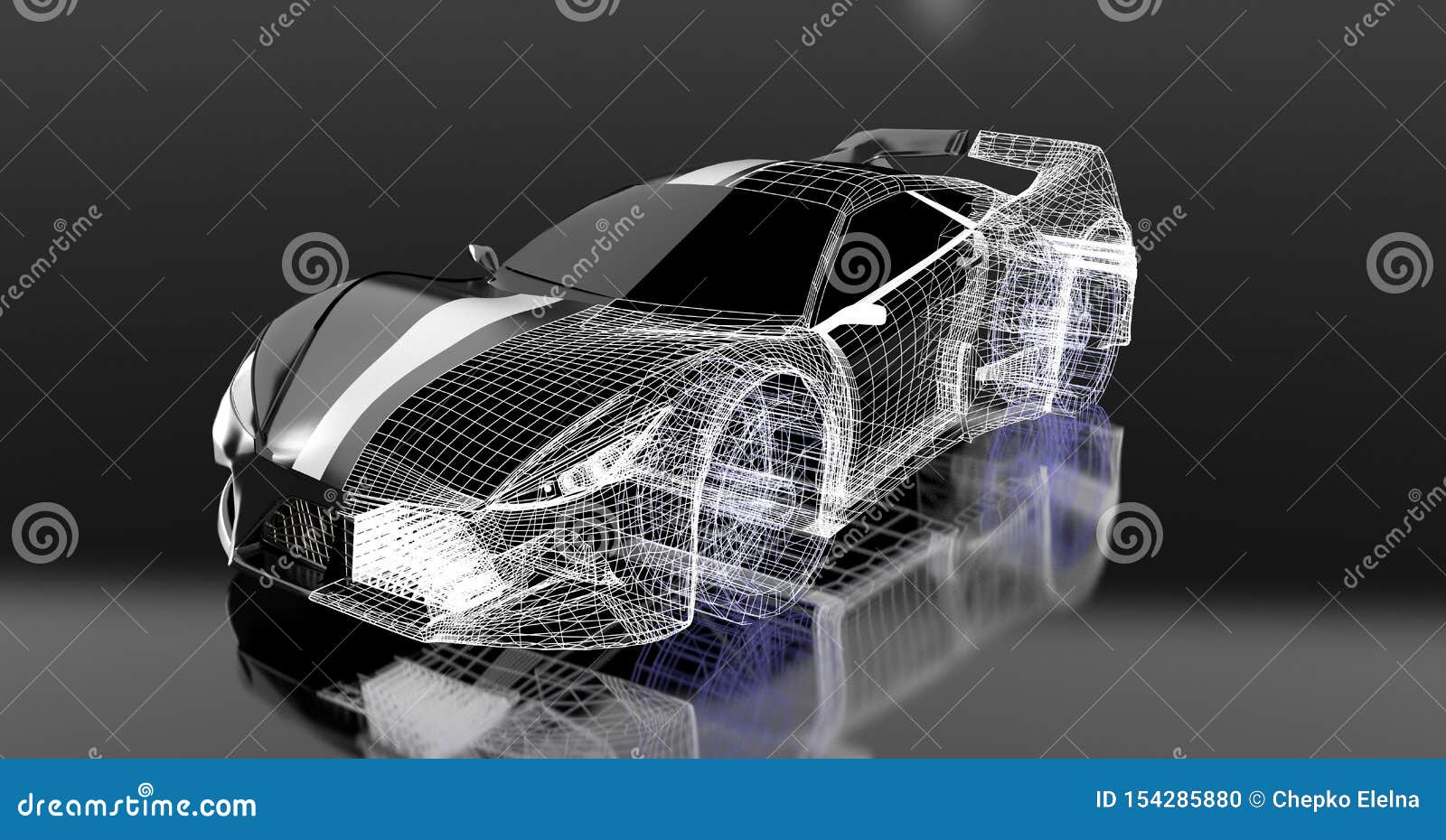 3d Concept Design ,Modern Black Sports Car ,skeleton,3d ,render Stock ...