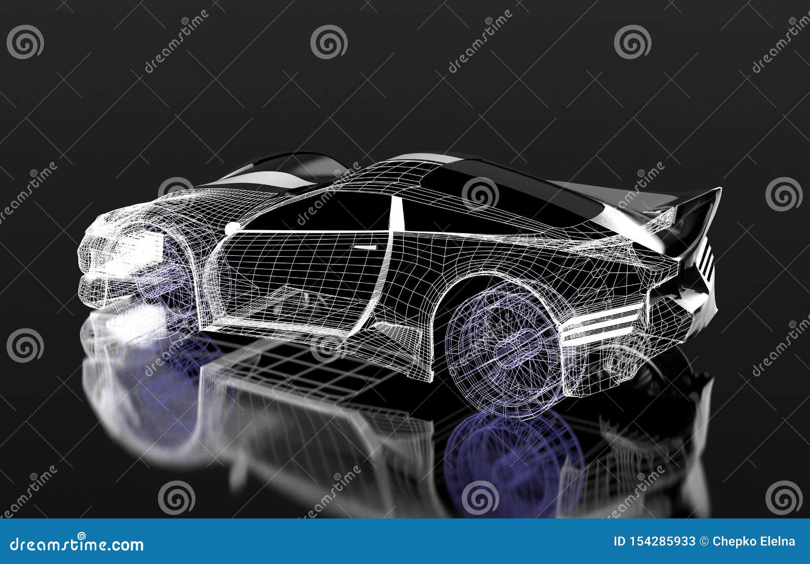 3d Concept Design ,Modern Black Sports Car ,skeleton,3d ,render Stock ...