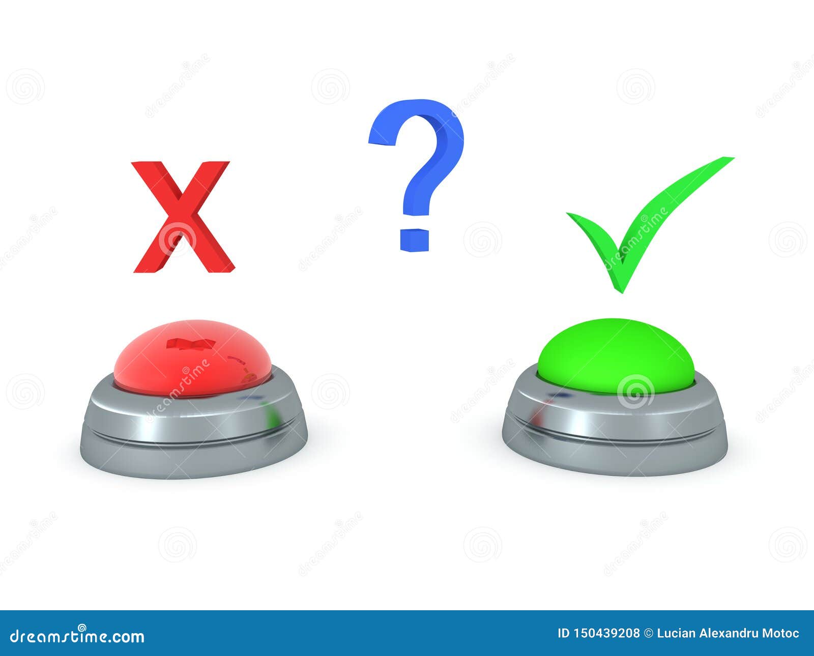 3D Concept Image of Choosing between Green Button or Red Button Stock ...