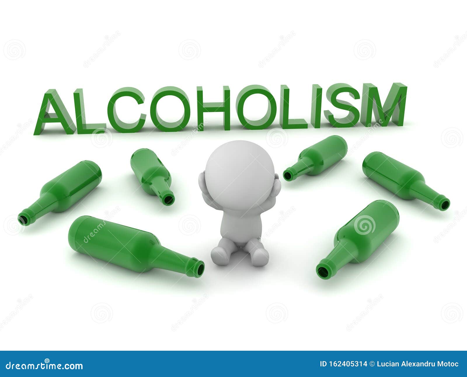3D Concept Image Depicting Alcoholism Stock Illustration - Illustration ...