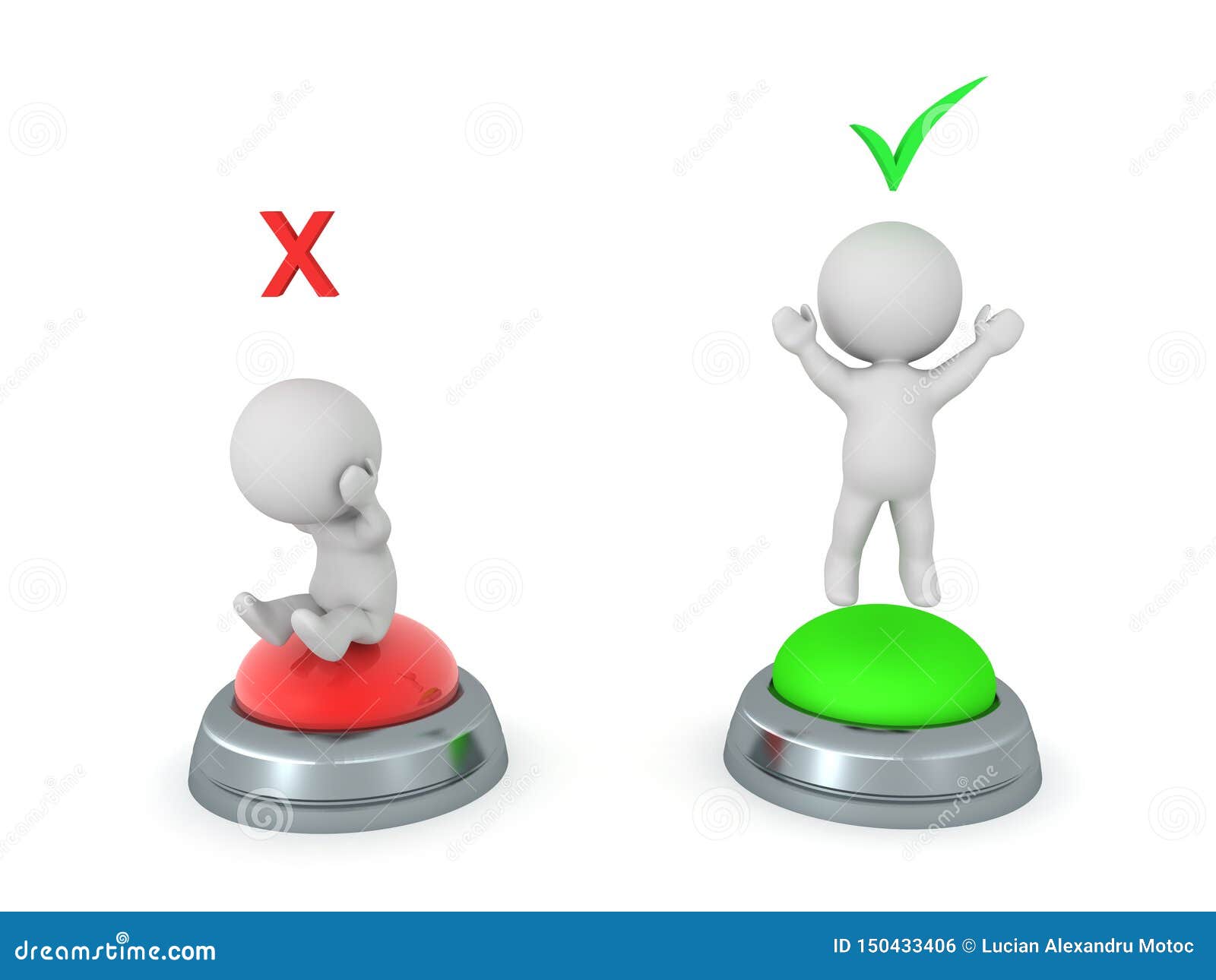 3D Concept Image about a Good Choice and a Bad Choice Stock ...