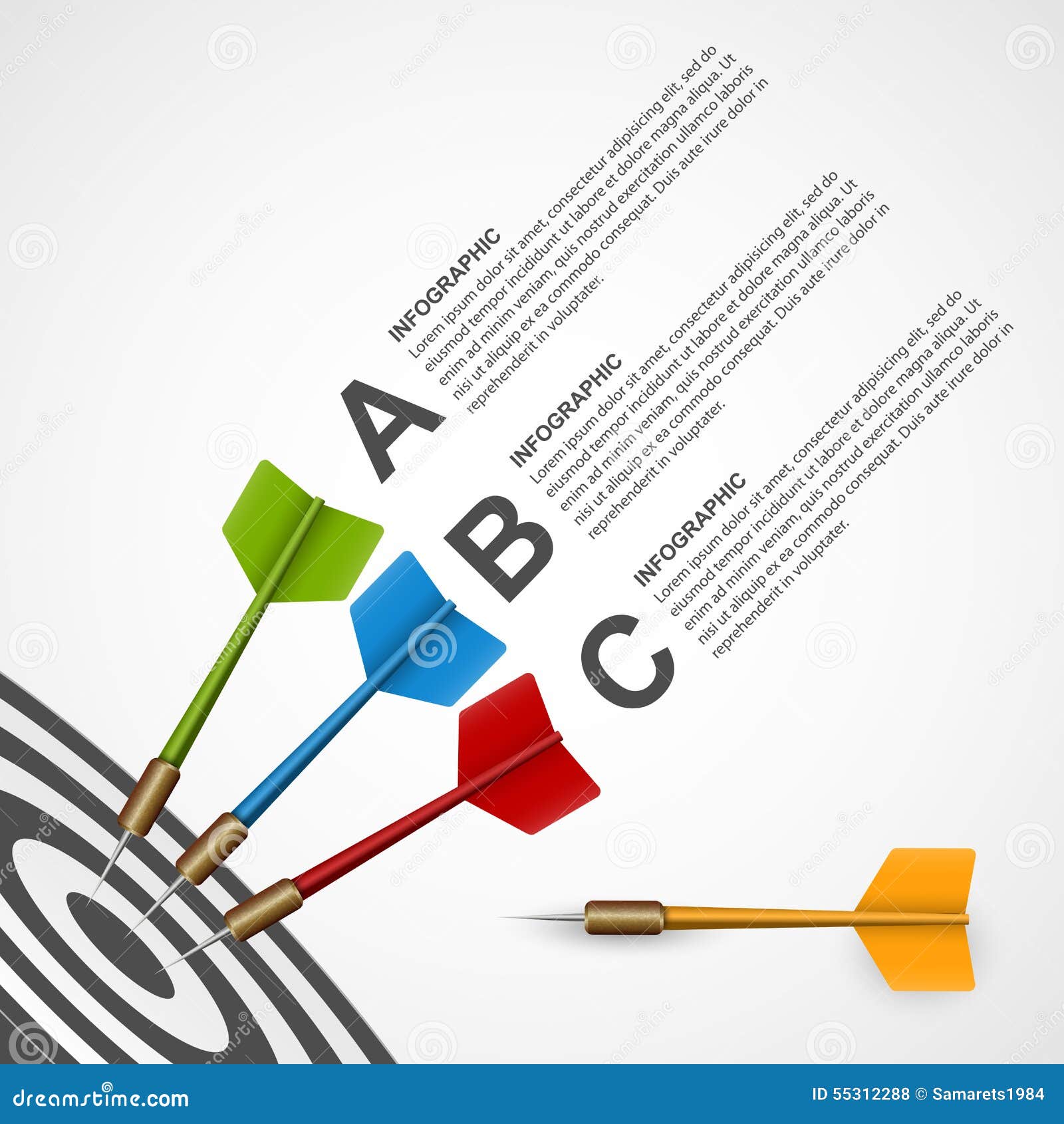 3d Concept Infographic Template Target with Darts. Stock Vector ...