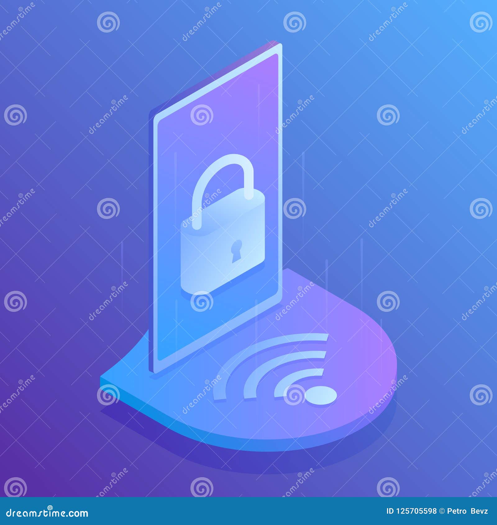 3D Concept Isometric Wifi Security, Secure Connection To Wifi. Modern ...
