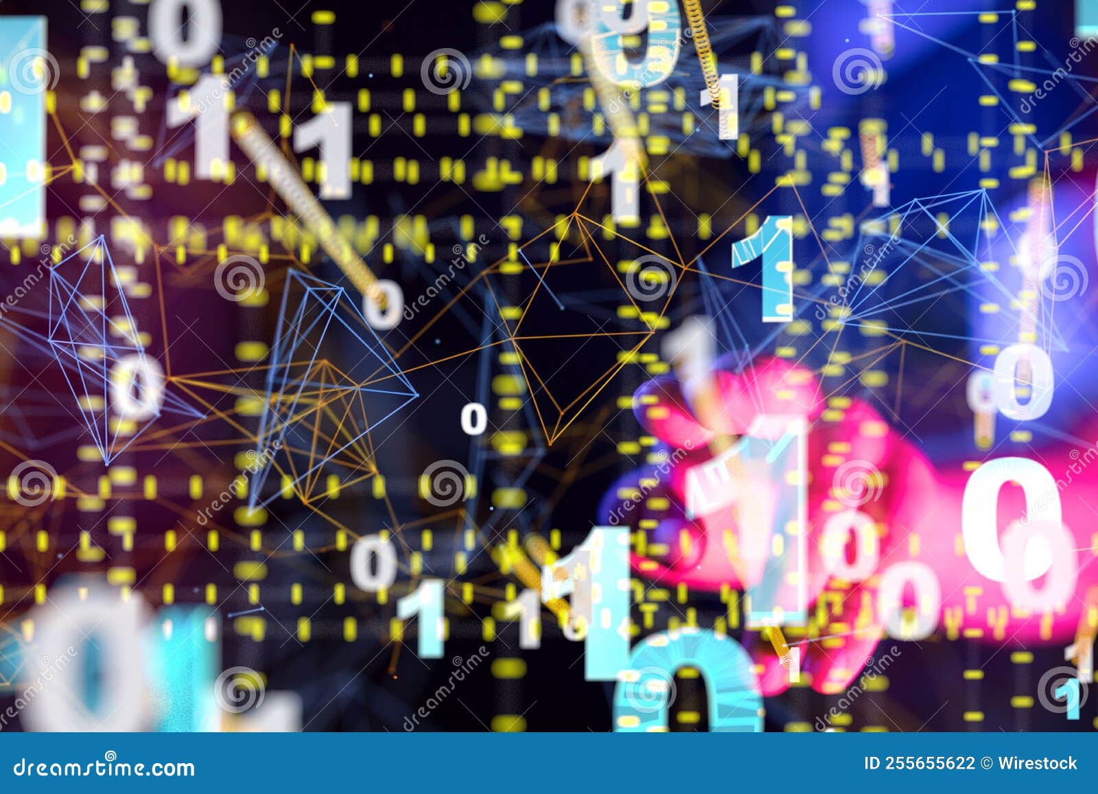 3D Concept of a Man Talking about Computers and Binary Numbers Stock ...