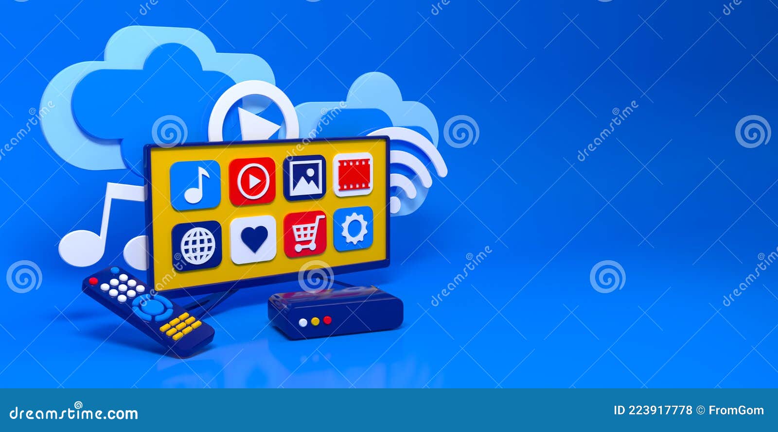 3d Concept Smart TV. TV Box, Led Menu Screen , Remote, Transmits ...