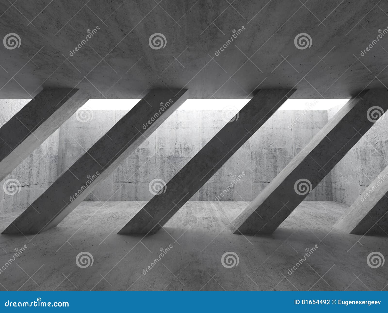 3d Concrete Interior. Diagonal Columns Stock Illustration ...