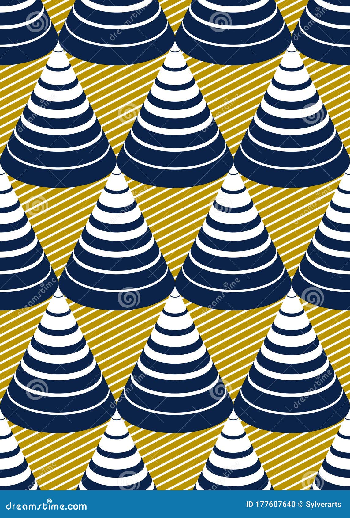 3D Cones Optical Seamless Pattern, Vector Repeat Tiling Background, Op ...