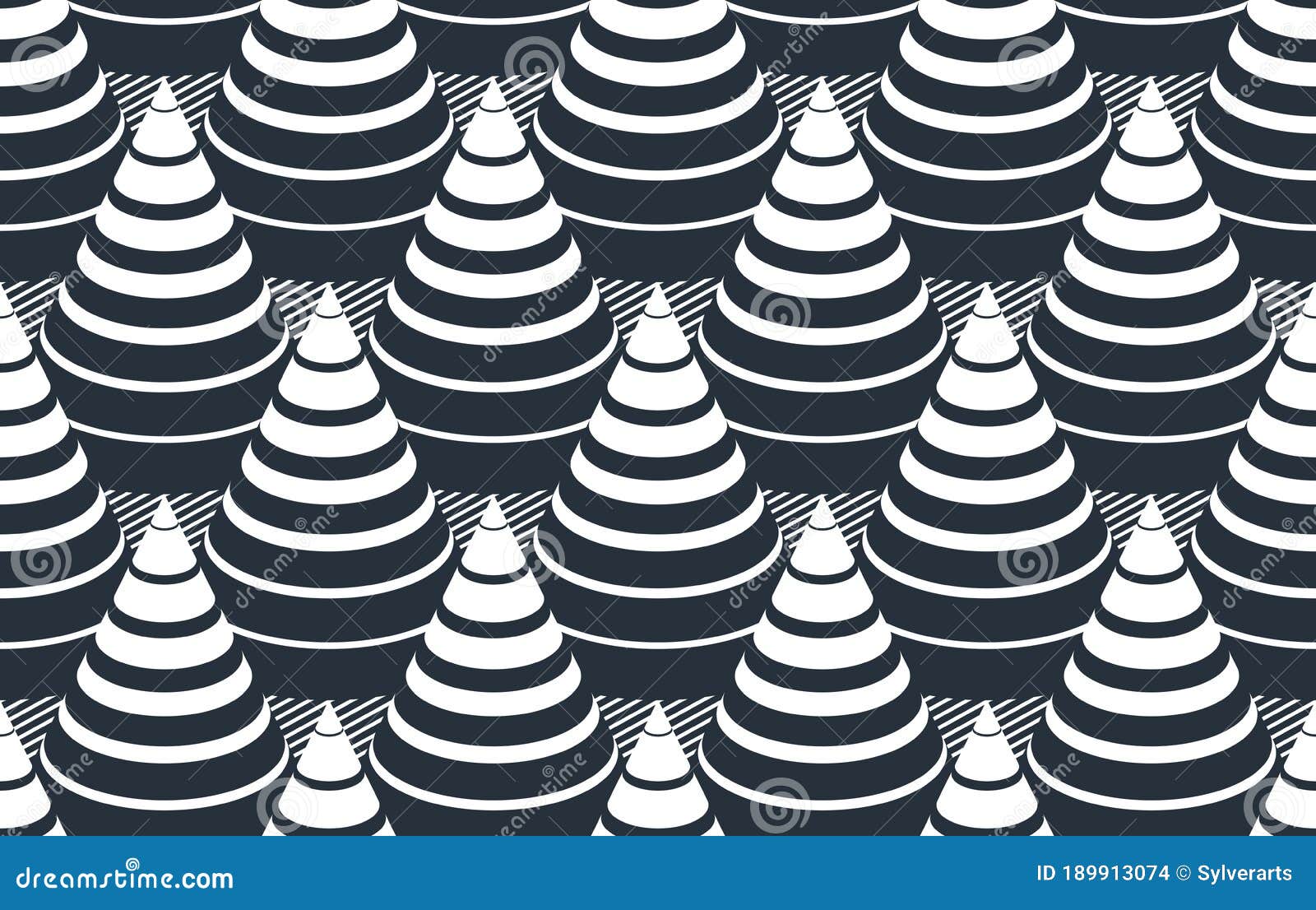3D Cones Optical Seamless Pattern, Vector Repeat Tiling Background, Op ...