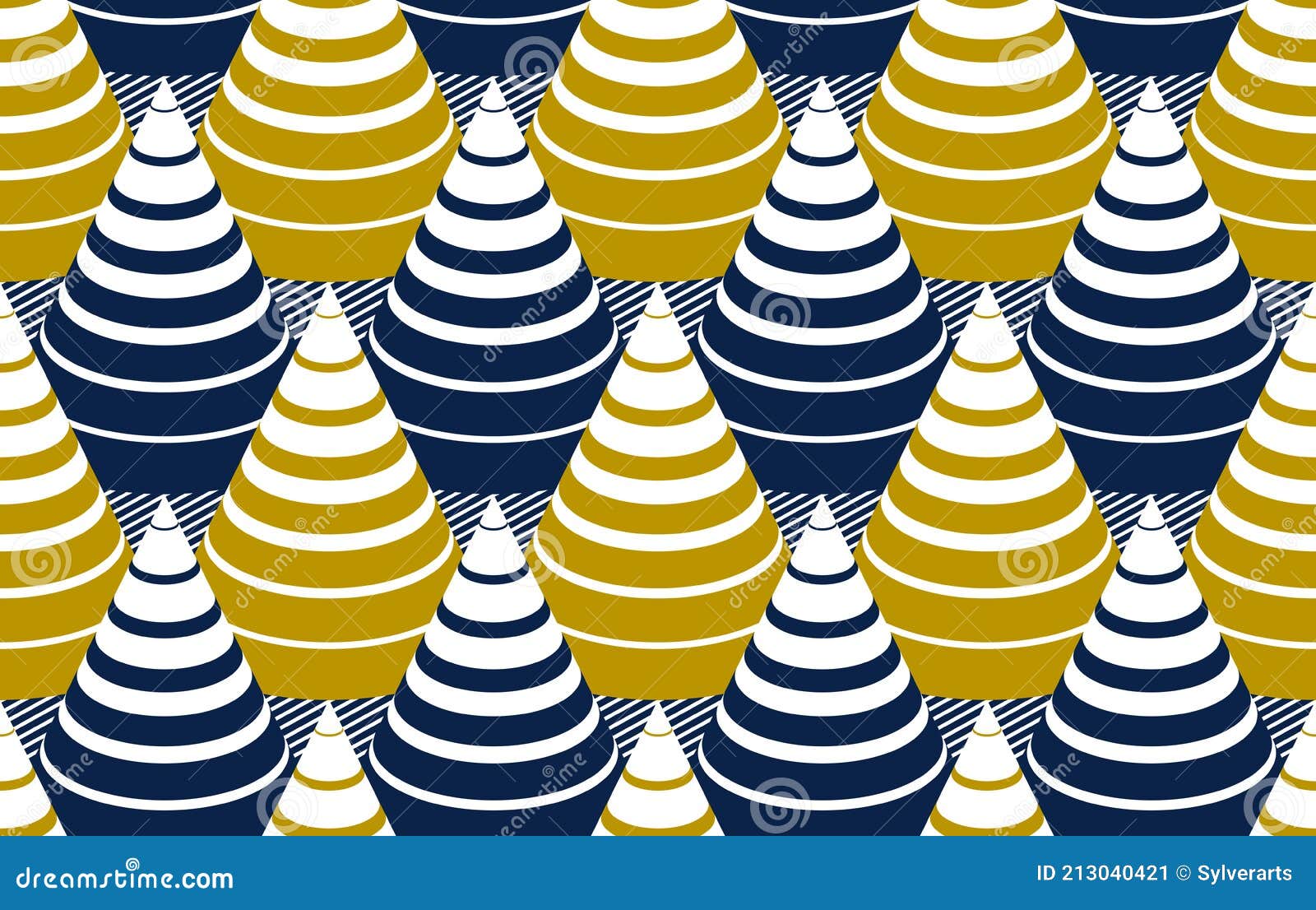 3D Cones Optical Seamless Pattern, Vector Repeat Tiling Background, Op ...