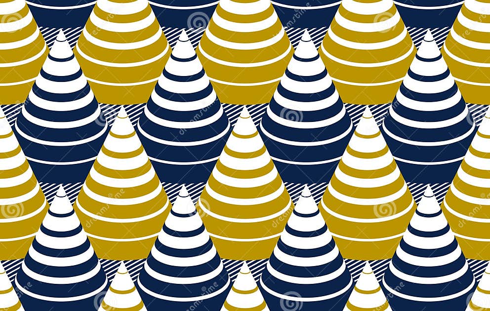 3D Cones Optical Seamless Pattern, Vector Repeat Tiling Background, Op ...
