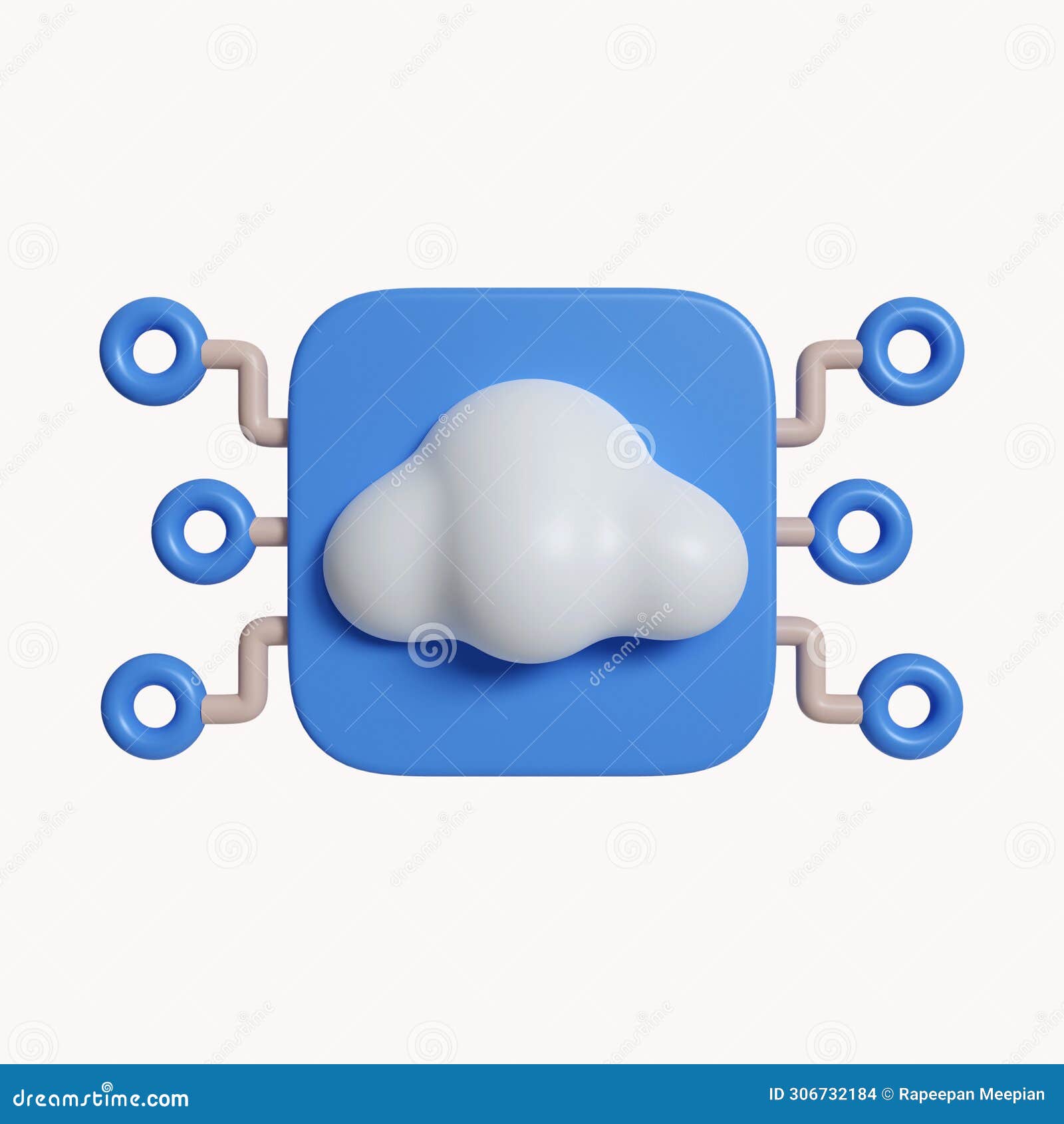 3d Connect To Cloud Computing Concept. Icon Isolated on White Background. 3d Rendering ...