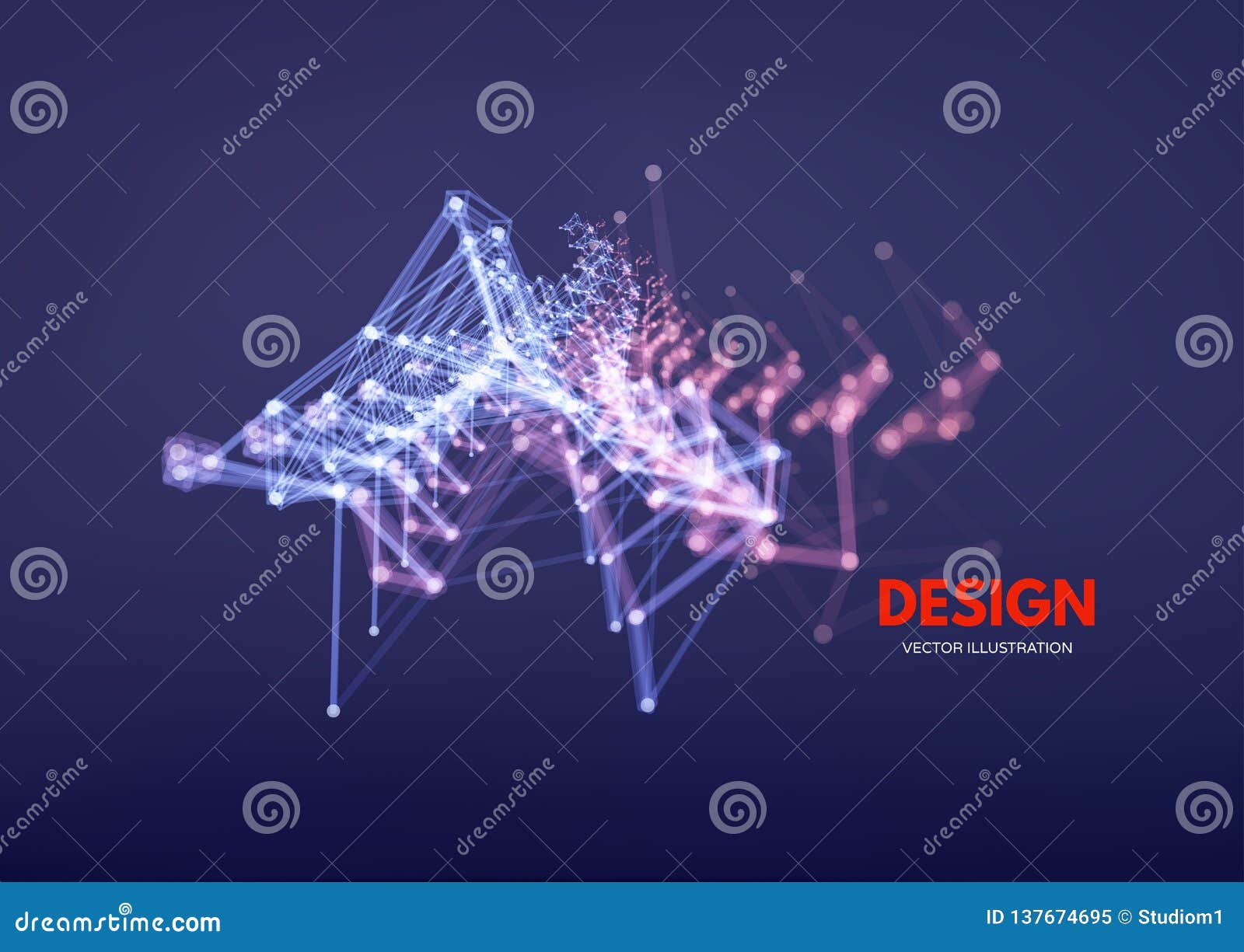 3d Connection Structure. Futuristic Technology Style. Low-poly Element ...