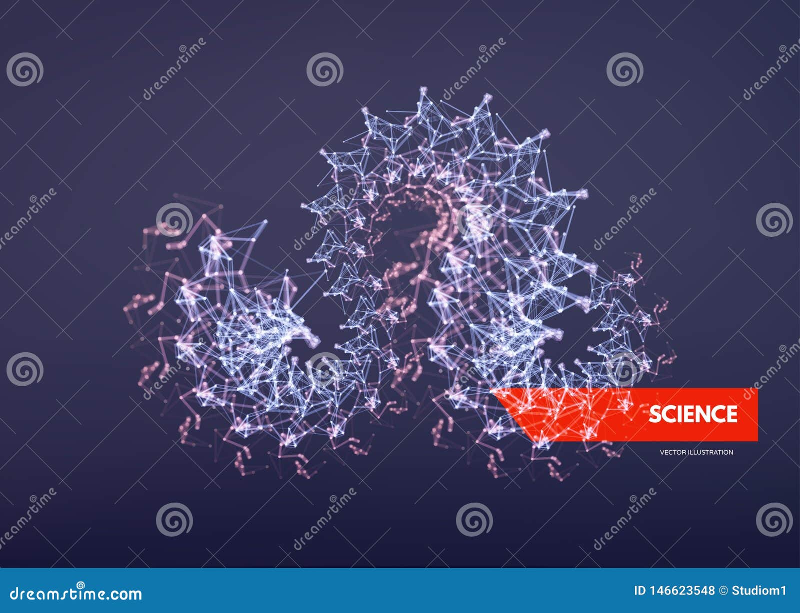 3d Connection Structure. Futuristic Technology Style. Low-poly Element ...