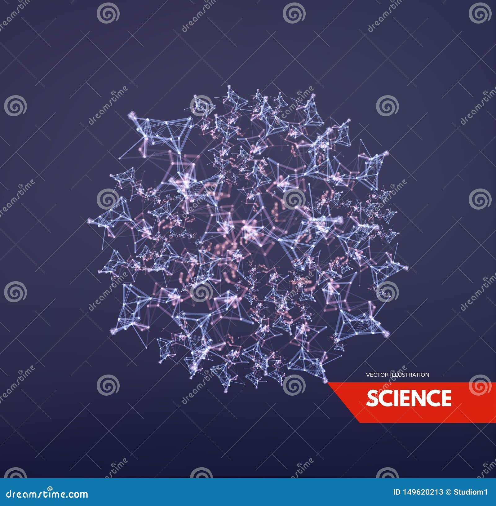 3d Connection Structure. Futuristic Technology Style. Low-poly Element ...
