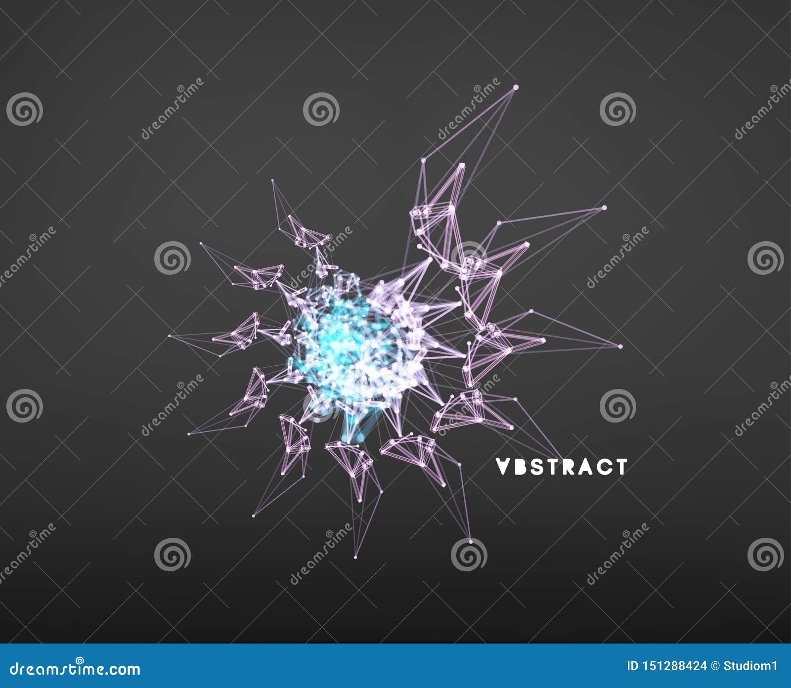 3d Connection Structure. Futuristic Technology Style. Low-poly Element ...