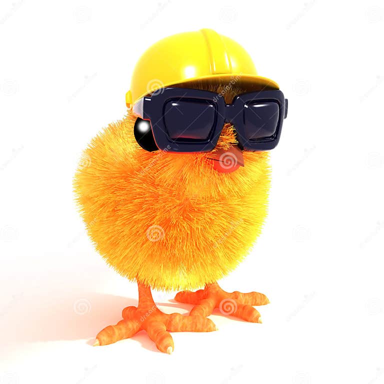 3d Construction Chick in Sunglasses Stock Illustration - Illustration ...