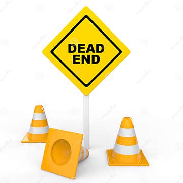 3d Construction Cones and Dead End Sign Board Stock Illustration ...