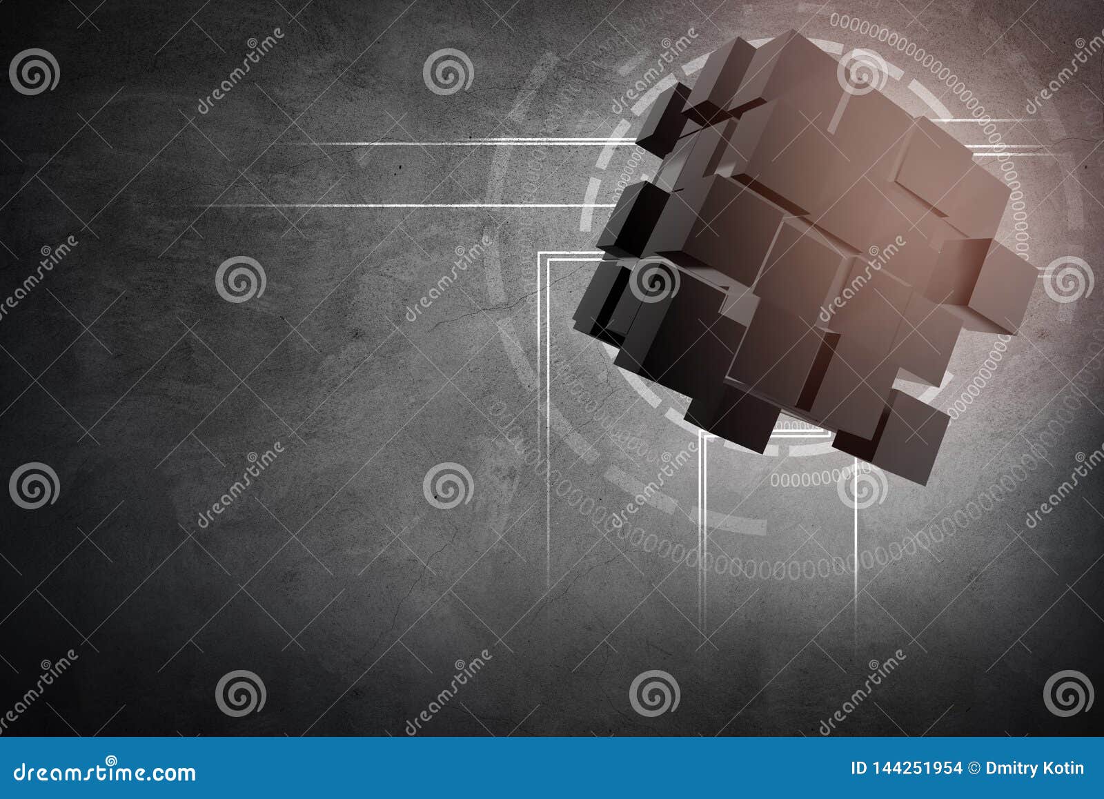 3D Construction from Many Small Cubes. 3d Rendering Stock Photo - Image ...