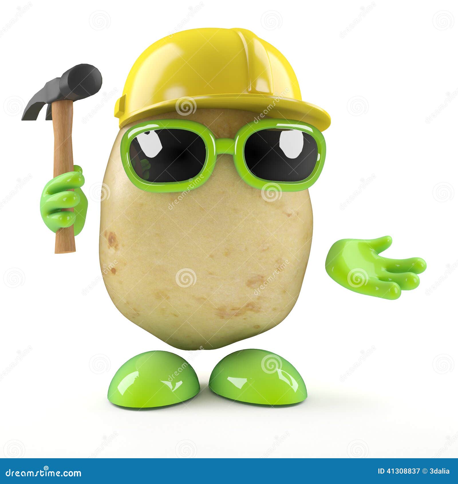 3d Construction Worker Potato Stock Illustration - Illustration of diet ...