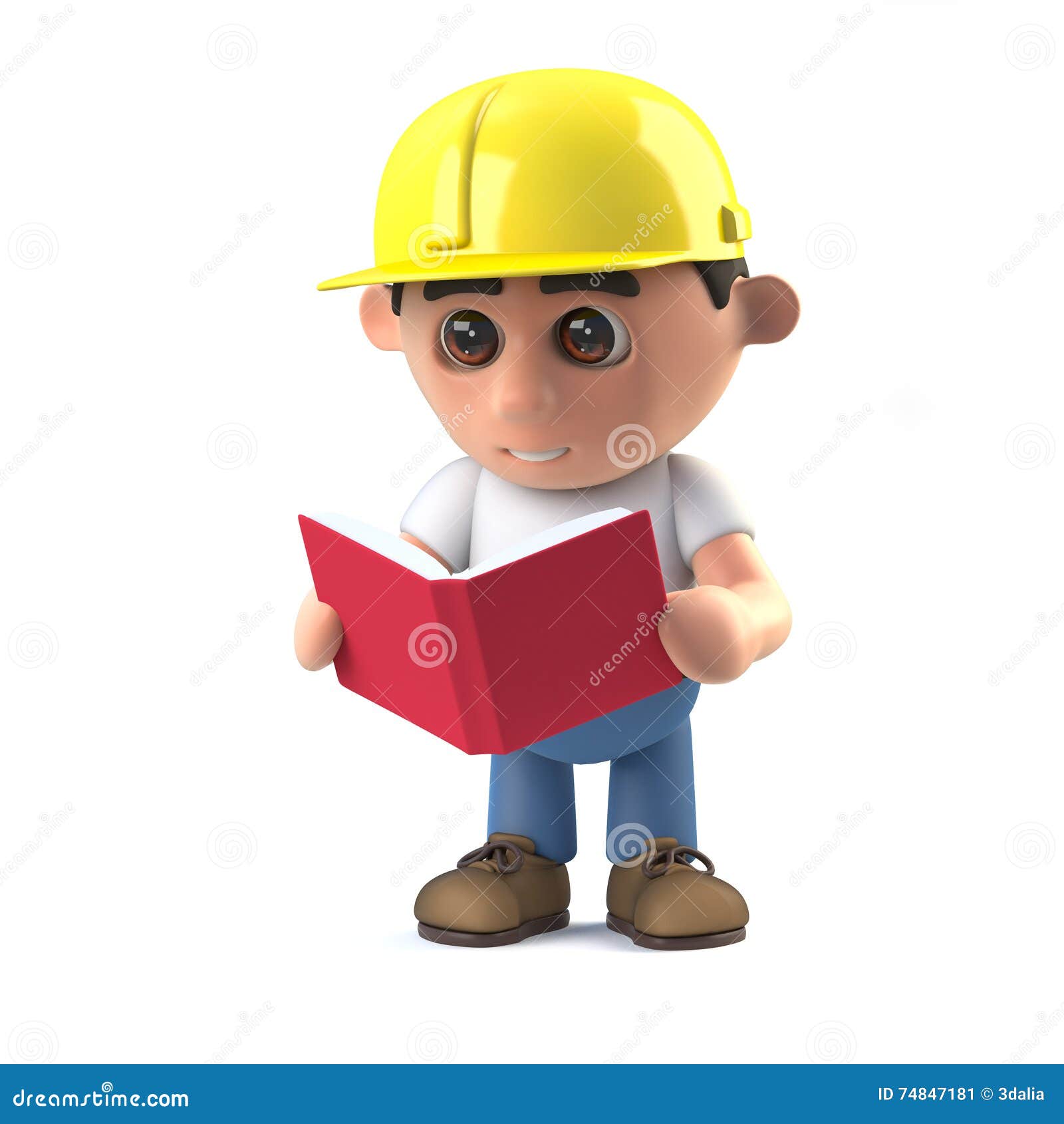 3d Construction Worker Reading a Book Stock Vector - Illustration of ...